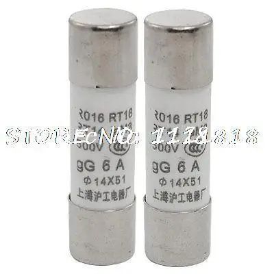 2 Pcs 14x51mm RO16 RT18 Ceramic Cylindrical Fuse Links 500V 6A ...