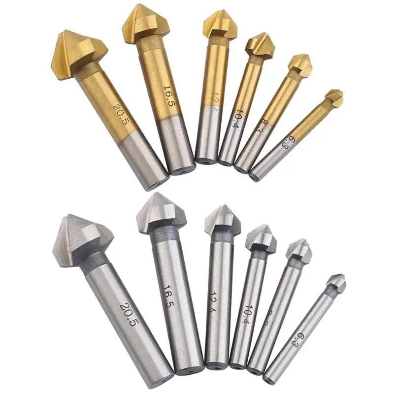 6pcs/set Chamfering Cutters 90 Degree 3 Blades HSS Chamfer Chamfering ...