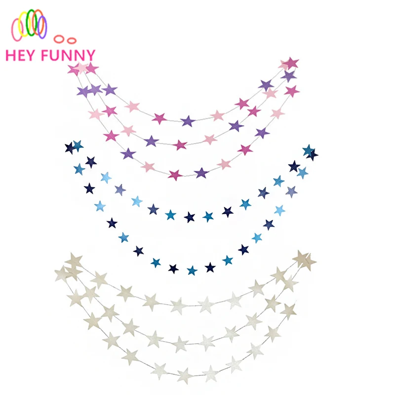 2 set Star shaped Paperboard Garlands Banner 4M Colorful Bunting Home ...