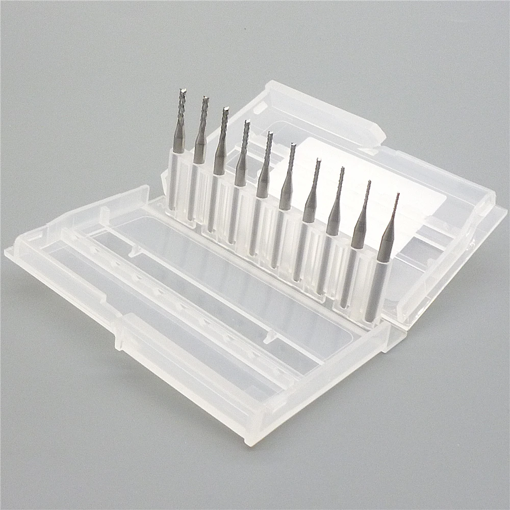 10pcs 0.8MM 2.0MM PCB Drill Bit Cutter CNC Mill Router Carved Machine ...