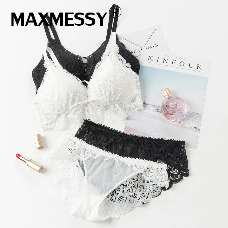 MAXMESSY Fashion Sexy Bra Sets Thin Cotton Underwear Women Bras Breif ...