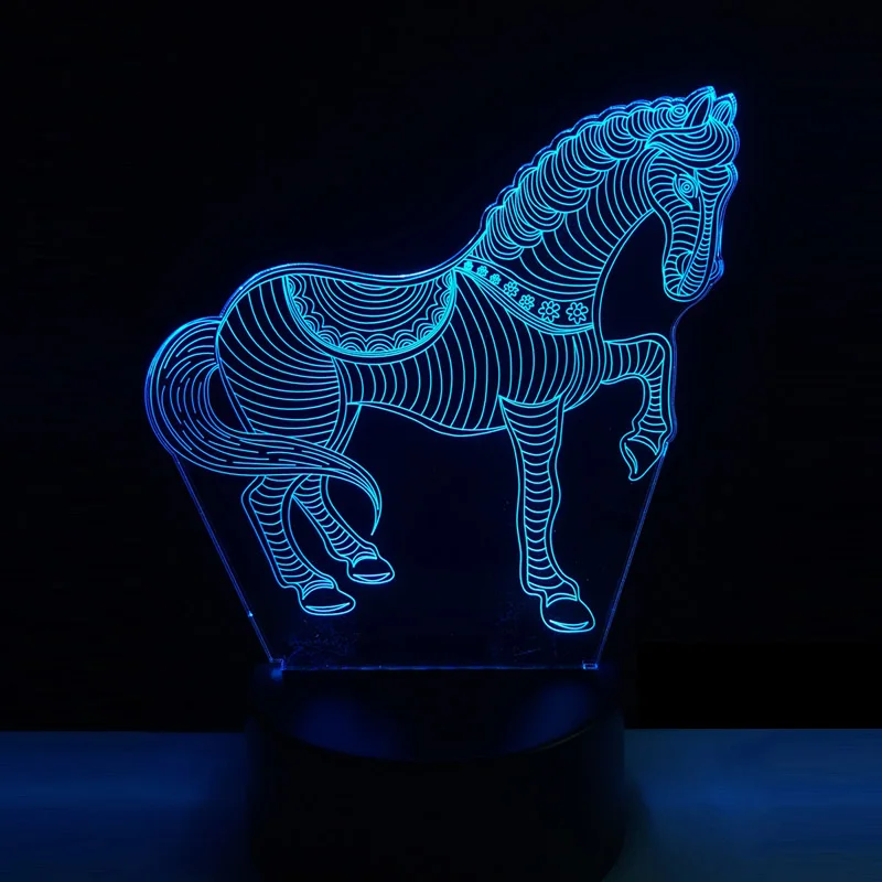 Portable Bedroom Decor RC Remote 7 Colors Change Animal Horse Led Night ...