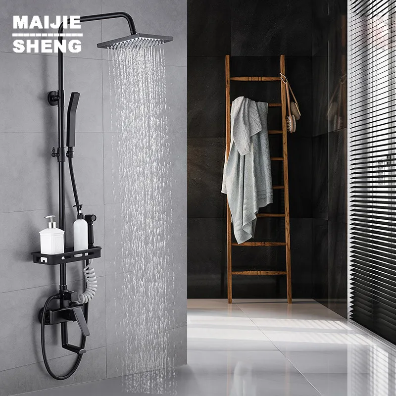 Maijiesheng Black Retro Shower Set Bathroom Luxury Four Function Shower ...