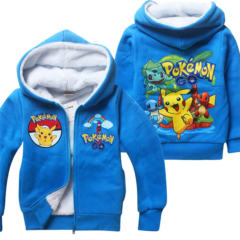 NEW Hot winter boys POKEMON GO cardigan clothing plus velvet thickening ...
