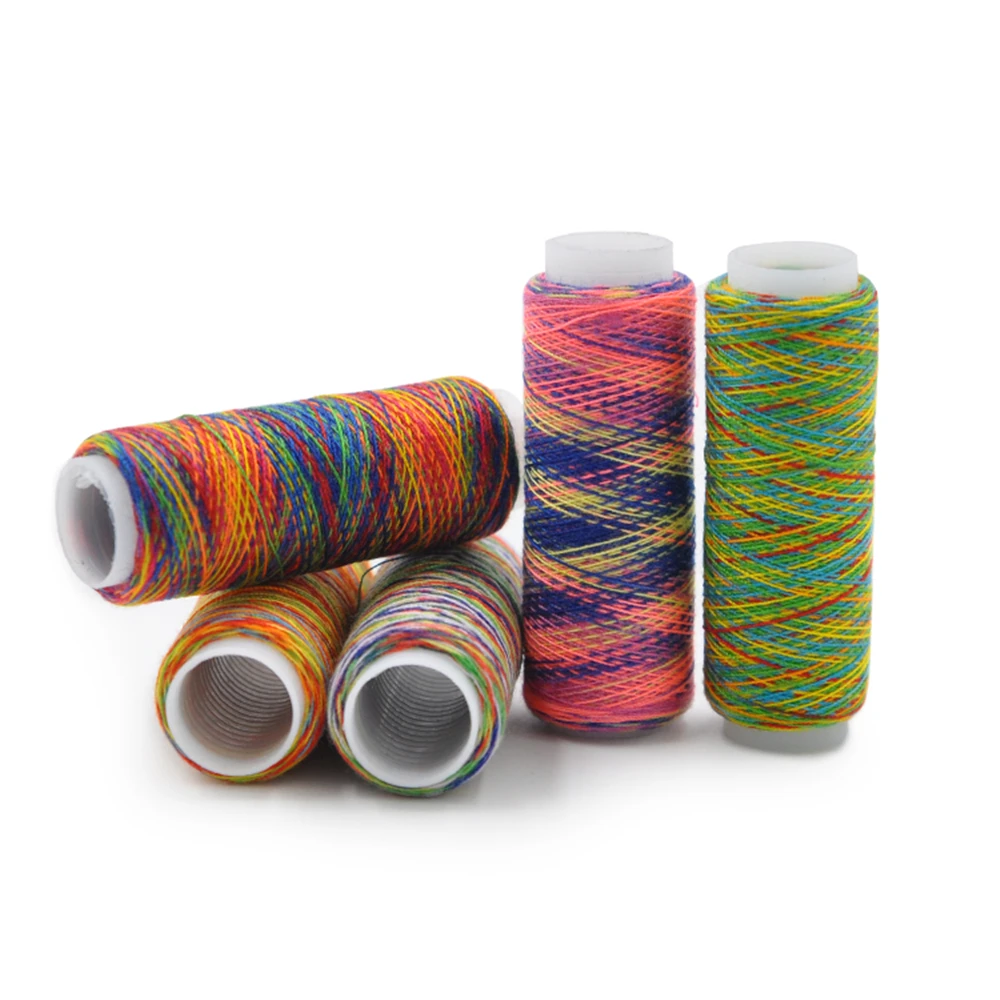 5pcs Rainbow Color Polyester Sewing Thread Hand Quilting Embroidery ...