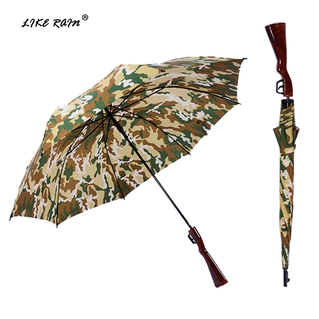LIKE RAIN Creative Rifle Gun Umbrella Long Handle Semi automatic ...