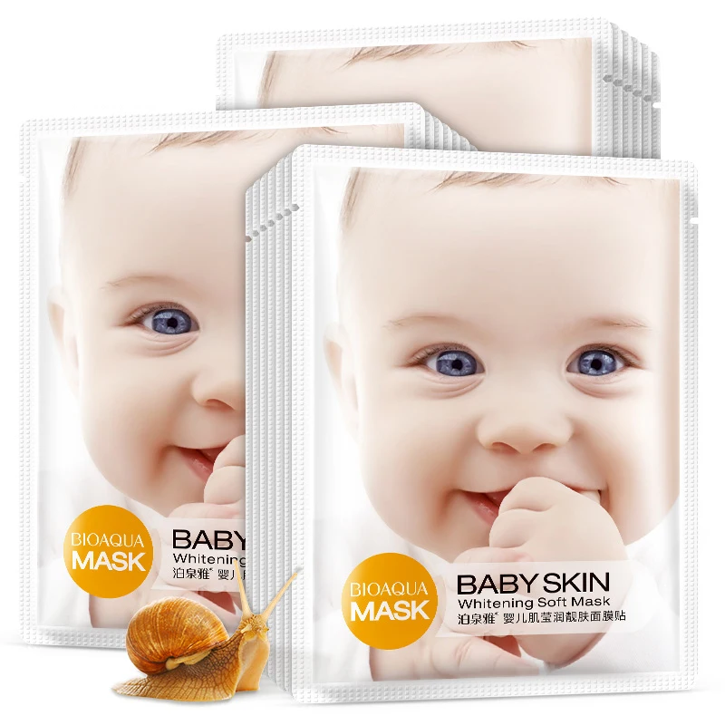 BIOAQUA 20 pieces BABY SKIN Snail Whitening Soft Mask Hydrating ...