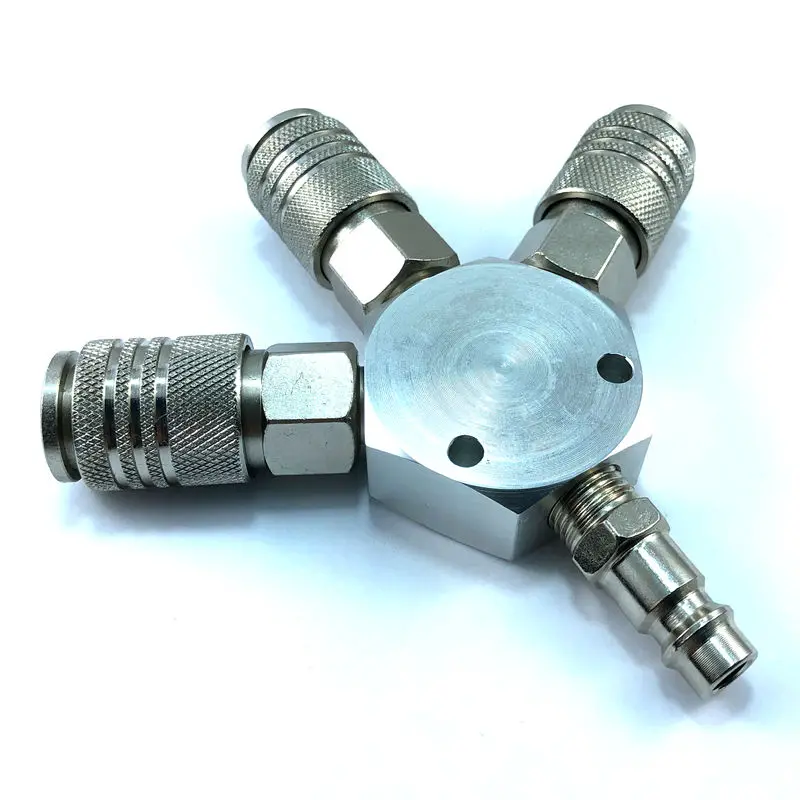 3-WAY-MANIFOLD-Quick-Coupler-1-4-NPT-Connector-Air-Hose-Coupling ...