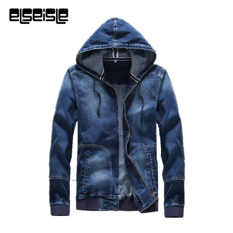 elseisle brand Denim Hooded Men Jacket with hoodie autumn winter 2017 ...