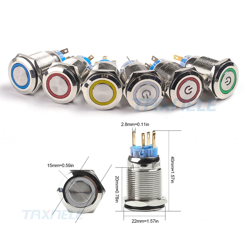 19mm Waterproof Momentary Latching Brass Metal Doorbell Bell Horn Push ...