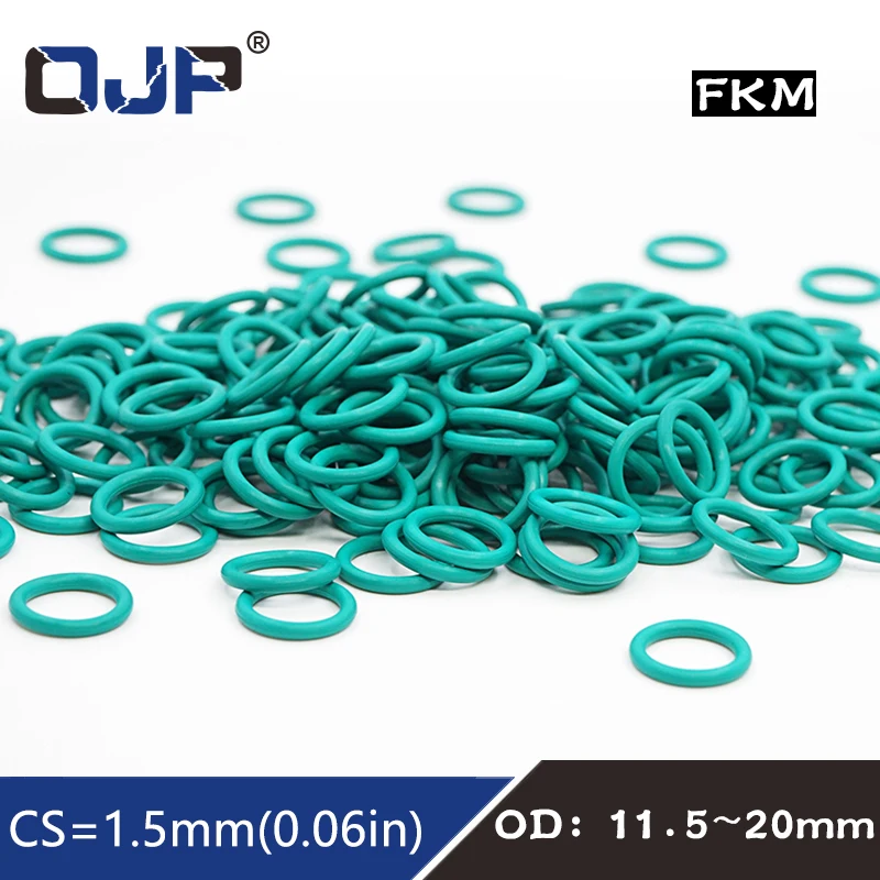 10pc/lot Rubber Ring Green Fkm O Rings Seals Cs 1.5mm Od11.5/12/13/14 ...