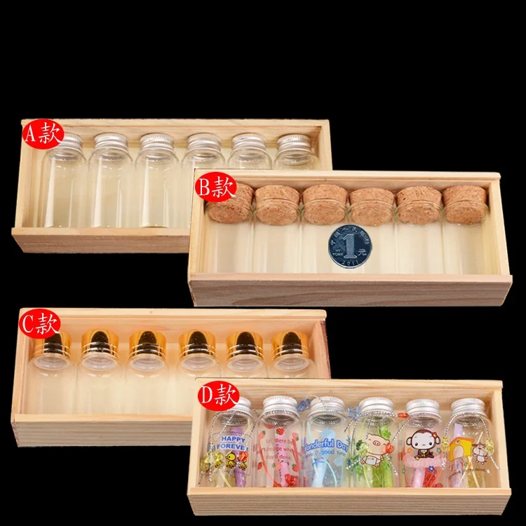 4 Styles Creative Glass Vials Gift Box Transparent Mini Bottles Housed ...