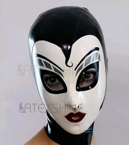 Aliexpress.com : Buy White Black Latex Mask Hood Sexy Rubber Hood with ...