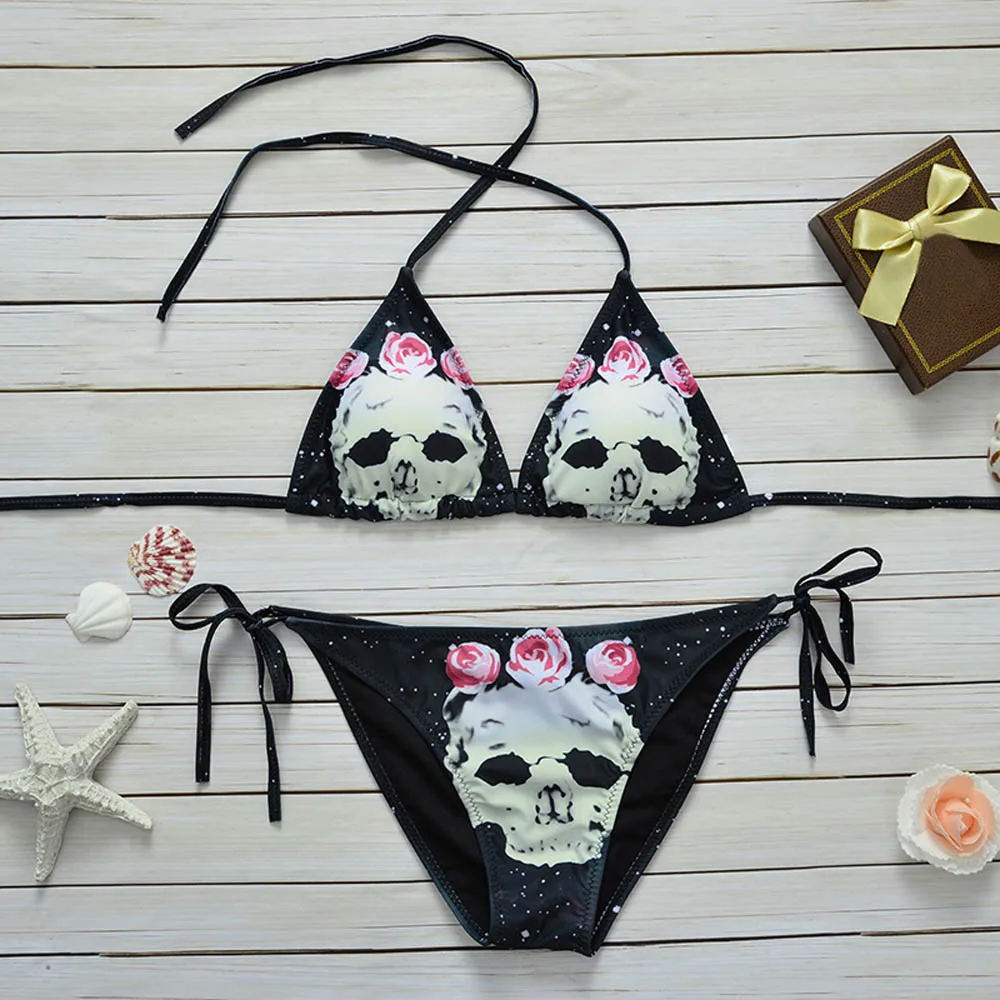 Buy Sexy Women Skull Printed Bikini Set Push Up Padded