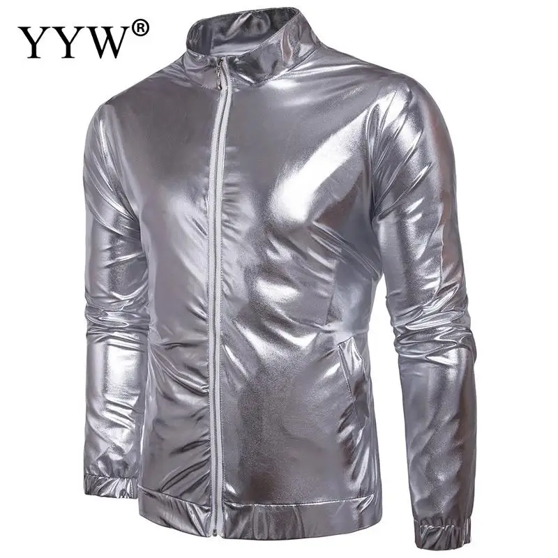 New Biker Men reflective jacket zipper hip hop retro fashion coat rock ...