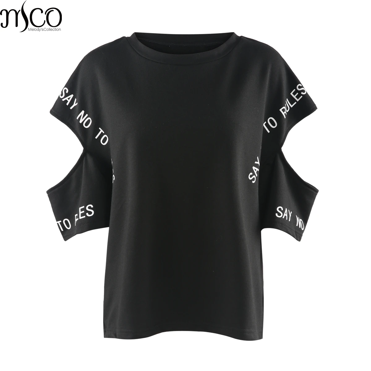 Mco 2018 Sexy Summer Cut Out Short Sleeves Women T Shirt Simple Printed
