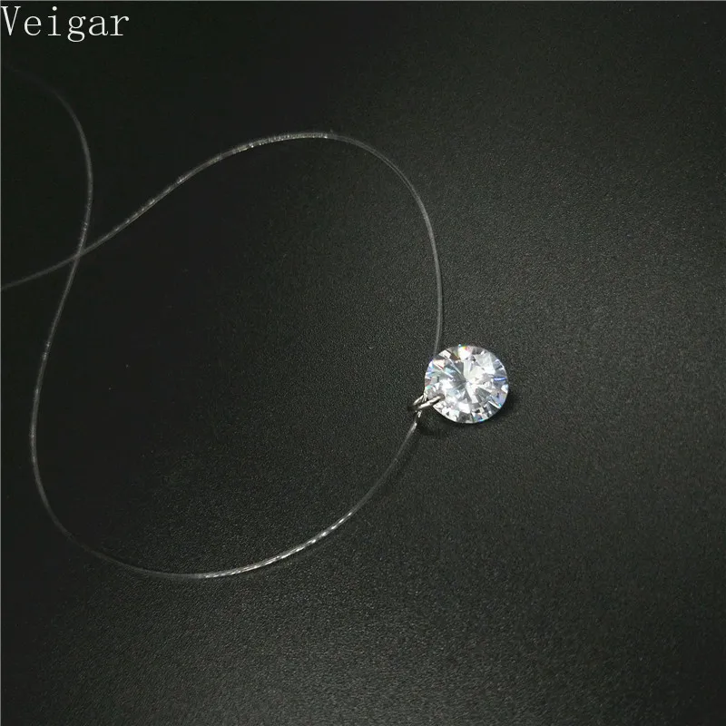 Gargantilla Invisible de circonita para mujer, collar transparente de ...