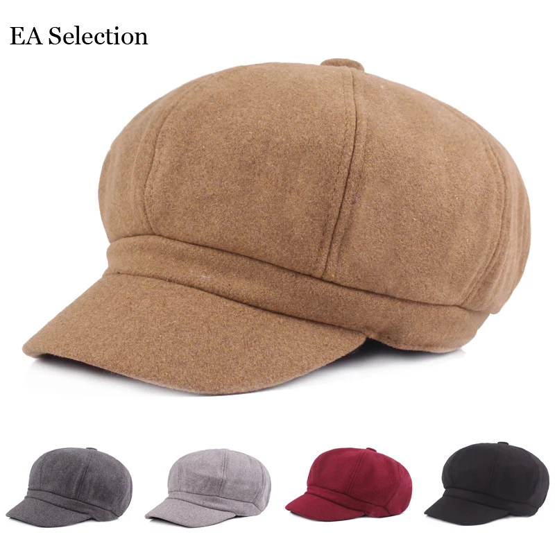 Vintage Fashion Wool Women's Newsboy cap Chapeu Feminino 2018 new ...
