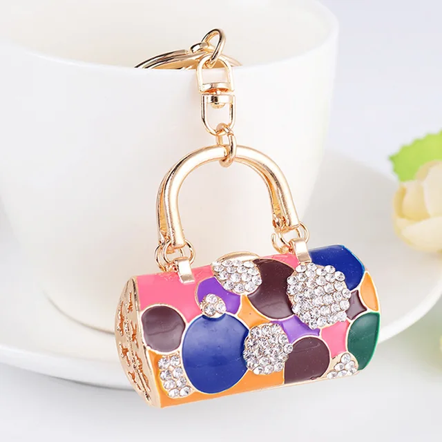 Women Rhinestone Mini Handbag Purse Key Chain Keychain Bag Charm Car ...