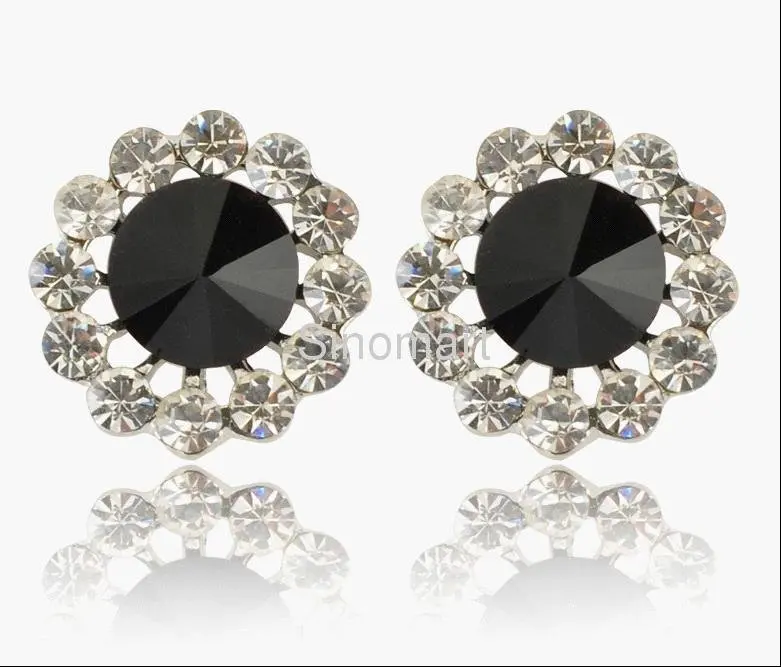 Free shipping,wholesale,12pair/lot Stunning Crystal Black Earing ...