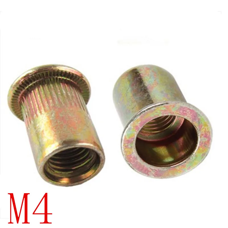 500PCS carbon steel Rivet Nuts M4 Flat Head Rivet Nuts Set Nuts Insert ...