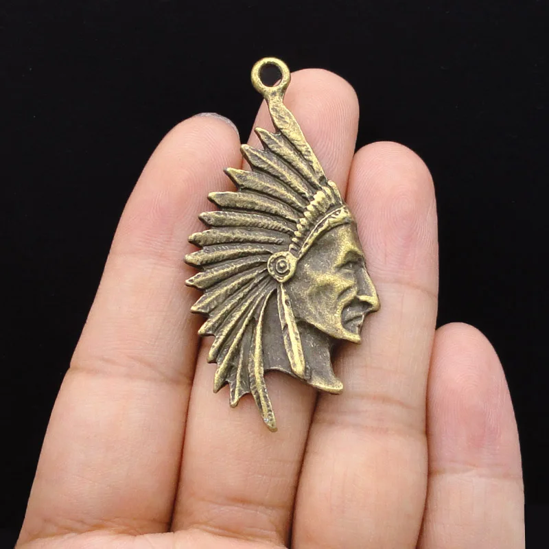 12pcs Indian Chief Charms Antique Bronze Native American Charms