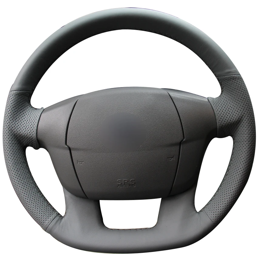 Dark Gray Natural Leather Car Steering Wheel Cover for Citroen C4 C4L ...
