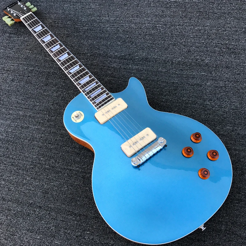 Metallic Blue Electric Guitar with Cusout, P90*2 Pickup, Guitarra, Some ...