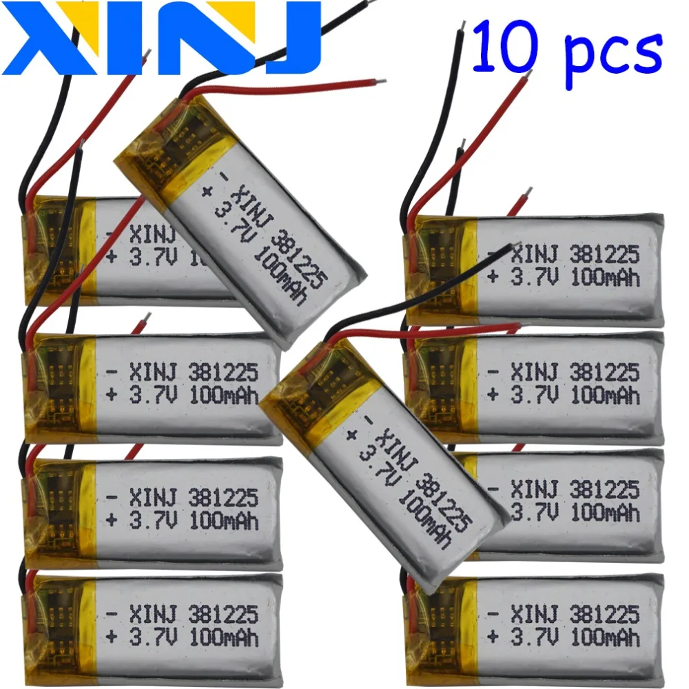 XINJ 10pcs 3.7V 100mAh LiPo Polymer Battery 381225 For Headphones ...