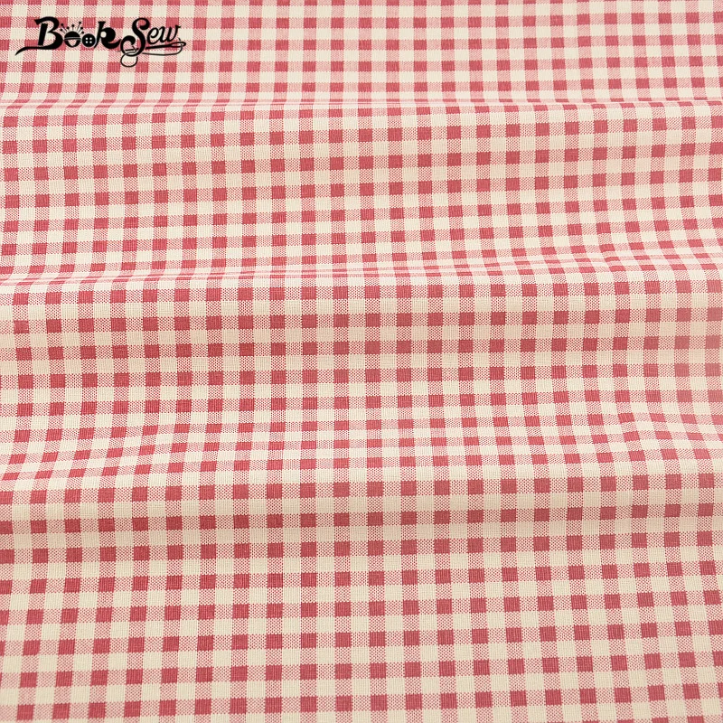 Red Check Design Cotton Linen Fabric Booksew Quilting Bag Tablecloth ...