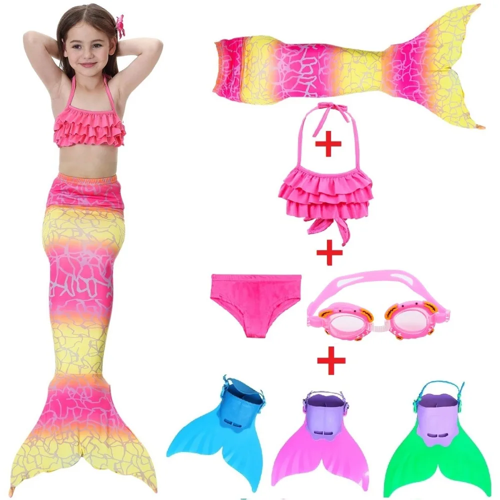 2018 HOT Girls Swimming Mermaid Tails with Flipper Children Ariel ...