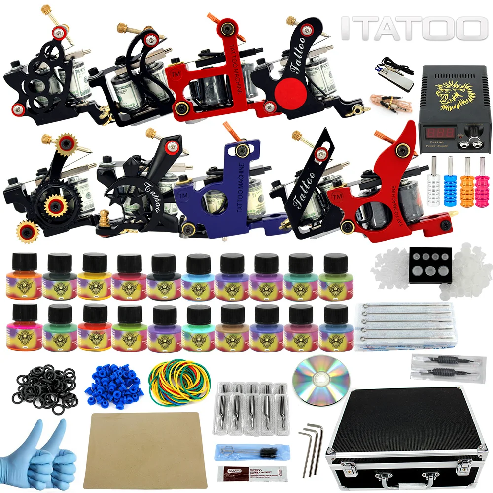 ITATOO Tattoo Set 9pcs Quality Coil Tattoo Machine Kit Liner Shader ...