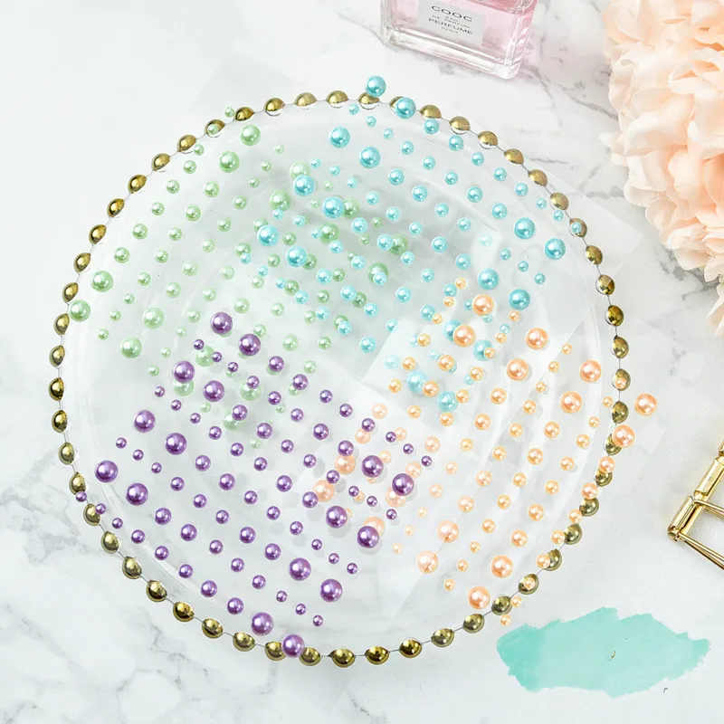 Multicolor Imitation Pearls Acrylic Decal Self Adhesive Stickers for ...