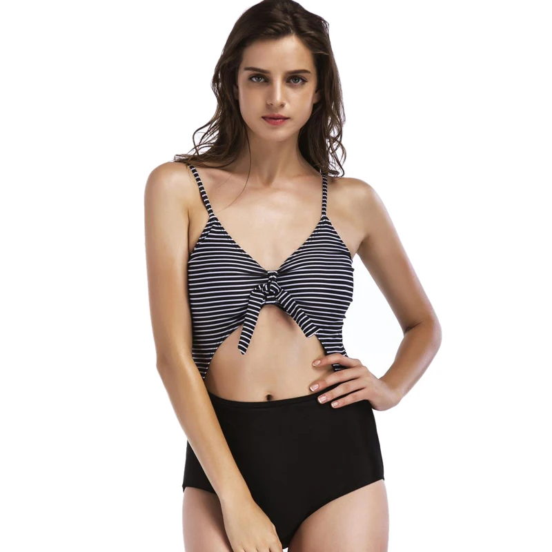 Holasukey 2018 New One Pieces Swimsuit Striped Female Monokinis Sexy