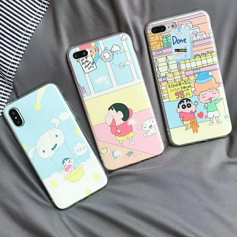 Soft tpu Phone Case for iPhone 7 8 6 6s Plus Cartoon Crayon Shin chan ...