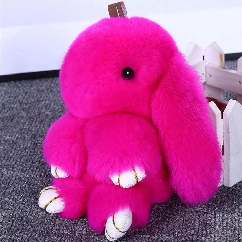 Rabbit Keychain Cute Fluffy Bunny Keychain Rex Genuine Rabbit Fur ...