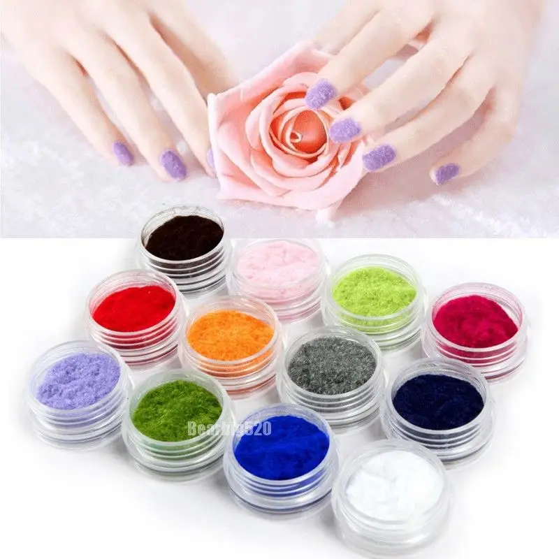 12 Color 3d Velvet Flocking Powder Nail Art Decorations Acrylic Polish ...