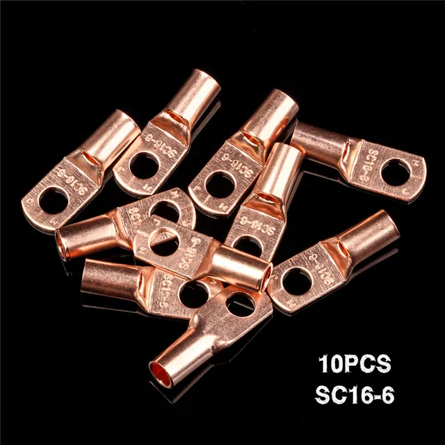 10Pcs SC Tinned Copper Ring Lug Wire Connectors Bare Battery Cable ...