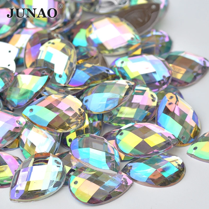 13-18mm-Sewing-Crystal-AB-Rhinestones-Drop-Shape-Sew-On-Acrylic-Stones ...