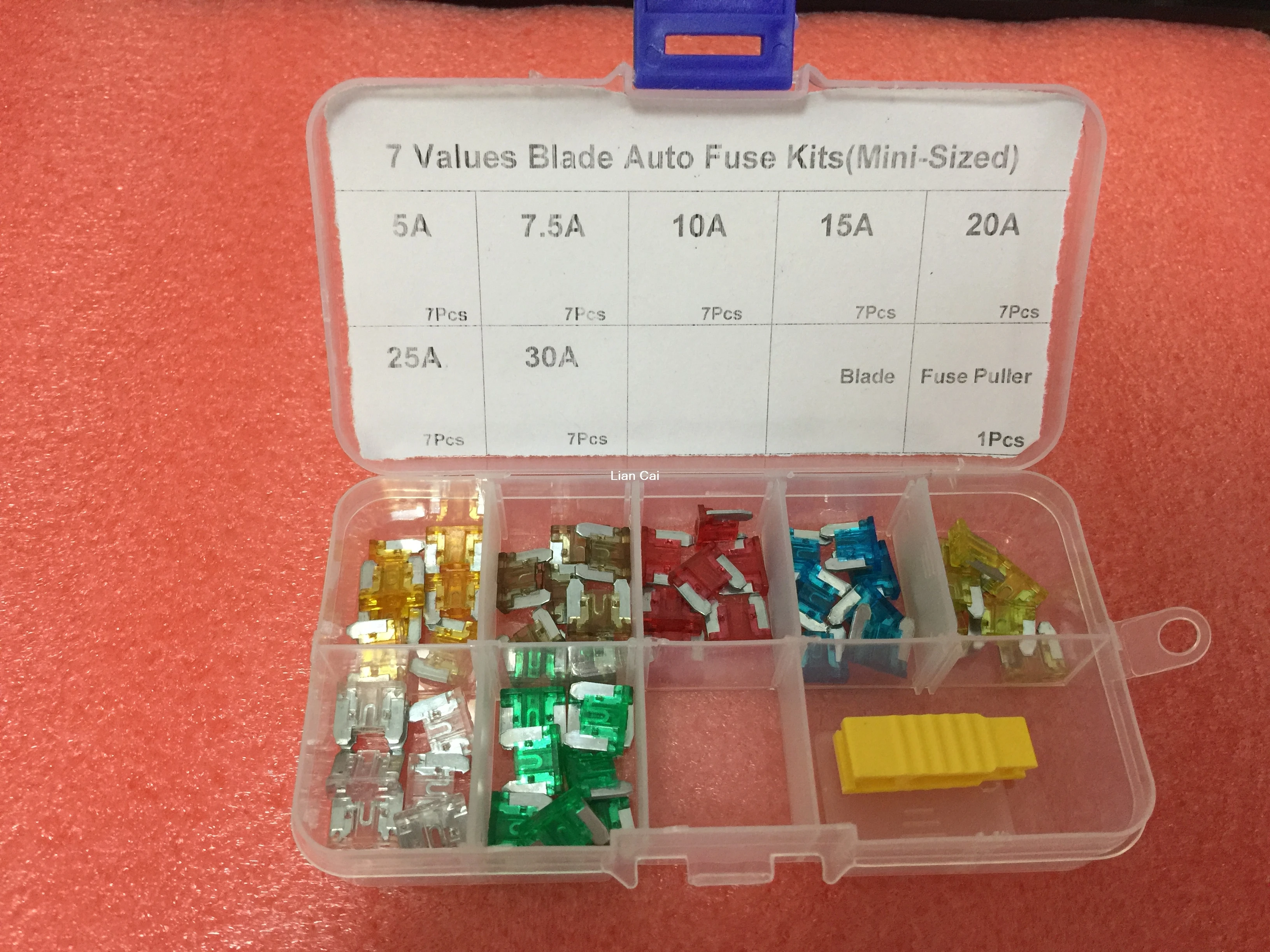 50pcs/lot 7 Values Blade Auto Fuse Micro Fuse Mixed 5A 7.5A 10A 15A 20A ...