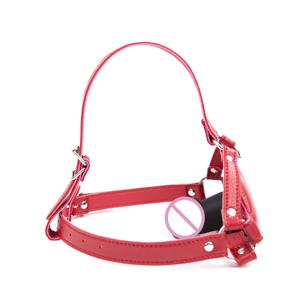 Sexy Mouth Type Pen Mouth Leather Harness Bondage Gag Silicone Dildo ...
