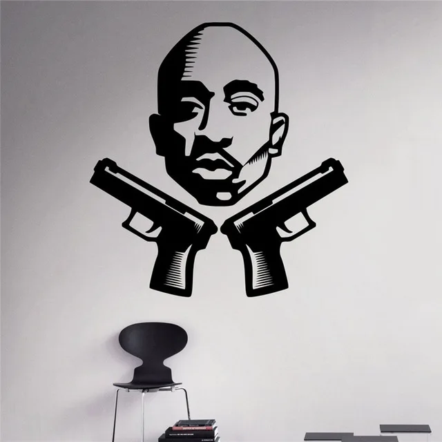 Frete grátis diy decalque da parede 2pac tupac shakur rapper hip hop ...