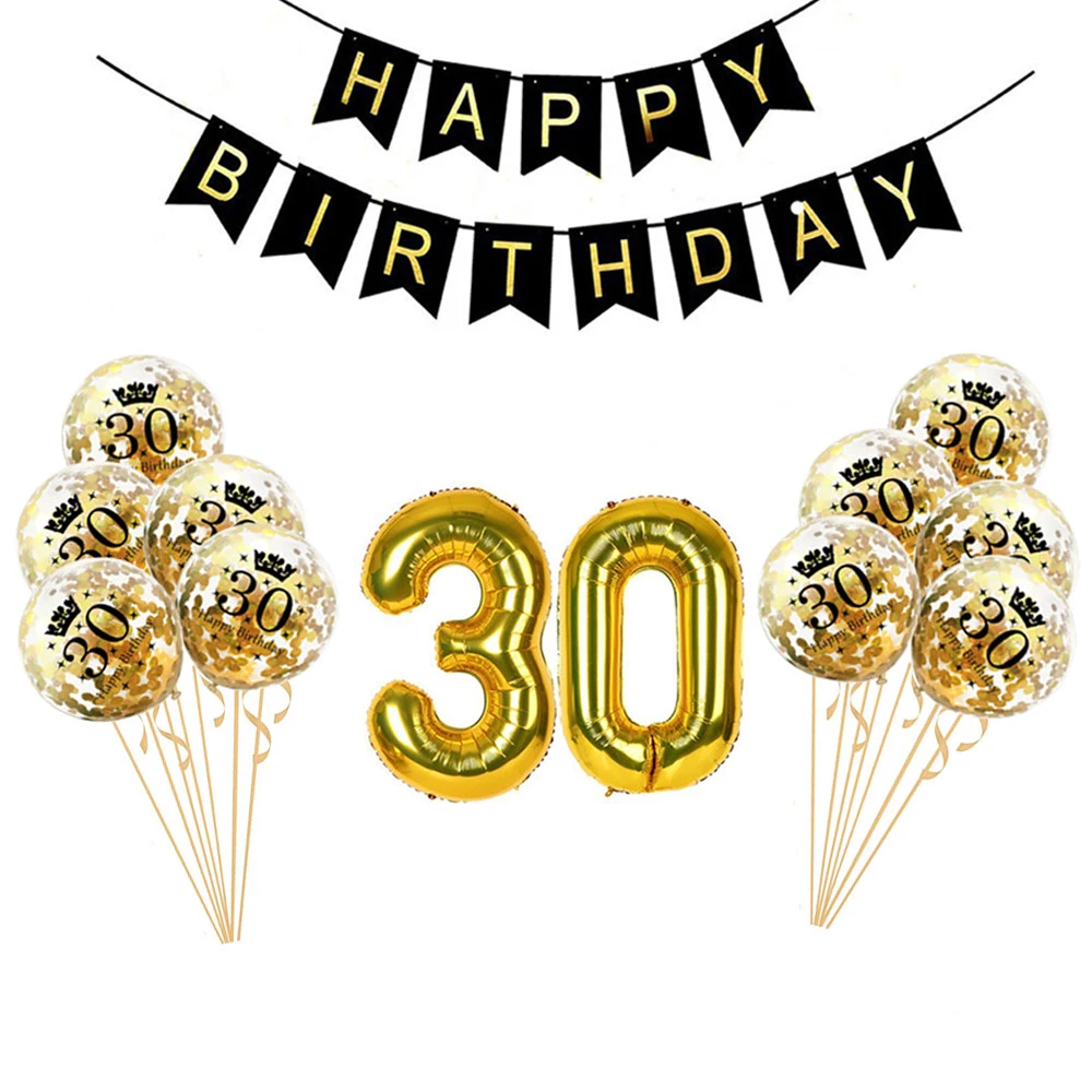 30th Birthday Party Decoration Kit For Adults Happy Birthday Banner ...