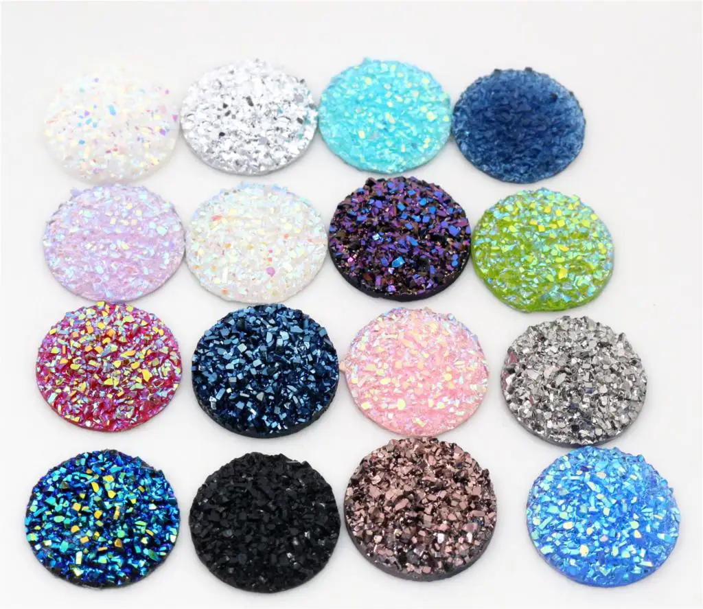 New Fashion 10pcs 20mm Mix Colors Natural ore Style Flat back Resin ...