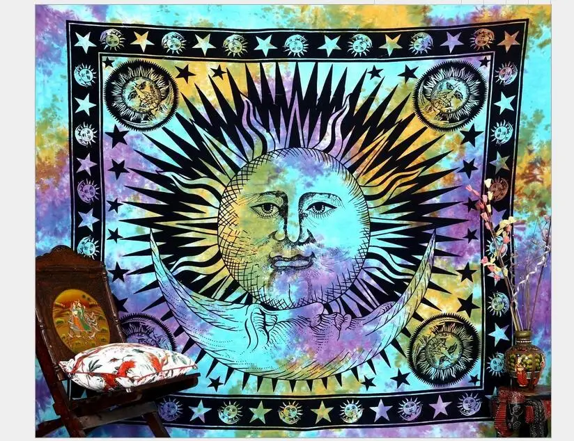 Colorful geometric & abstract sun and moon astrology pattern Maya style ...