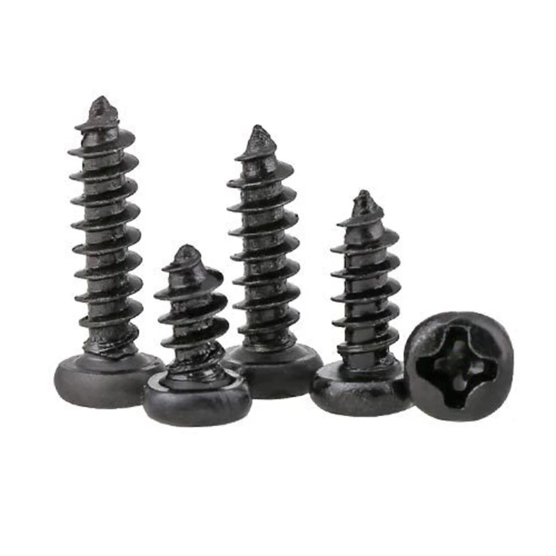 100pcs/lot M1.4 M1.7 M2 M2.3 M3 Black Phillips Head Micro Screws Round ...