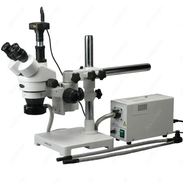 Fiber Optic Stereo Microscope AmScope Supplies 3.5X 90X Fiber Optic Y ...