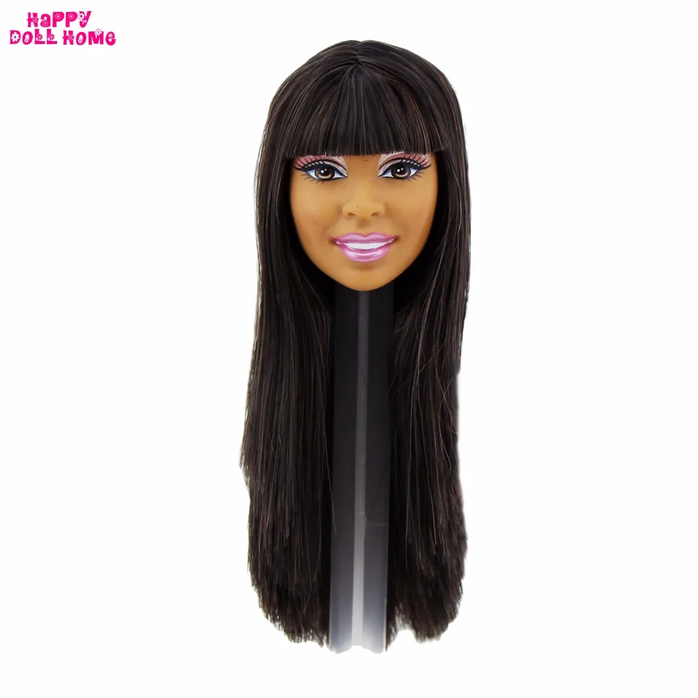Fashion Doll Head With Long Black Straight Hair Movable Joints DIY Part ...