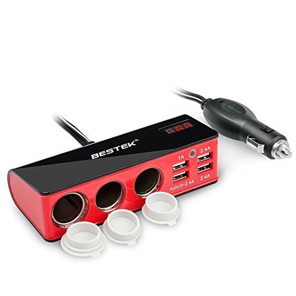 BESTEK Universal Car Cigarette Lighter USB Charger 5.2A 4 Port USB ...