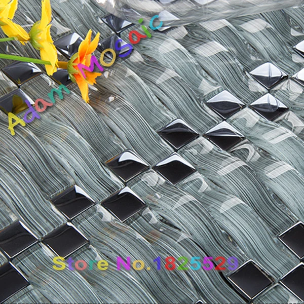 3d wave tile aqua color mirror bathroom wall mosaic design glass arch ...